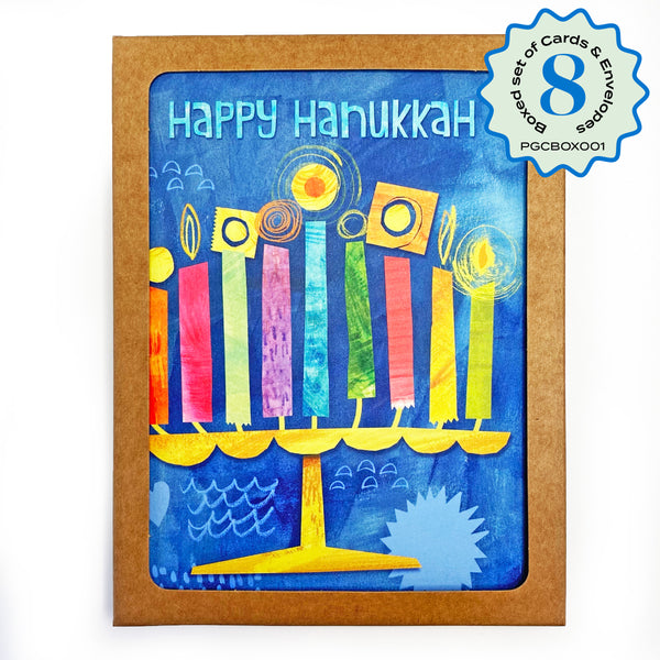 Boxed Set of 8 Cards-Happy Hanukkah Greeting Cards - Keller Design Co.