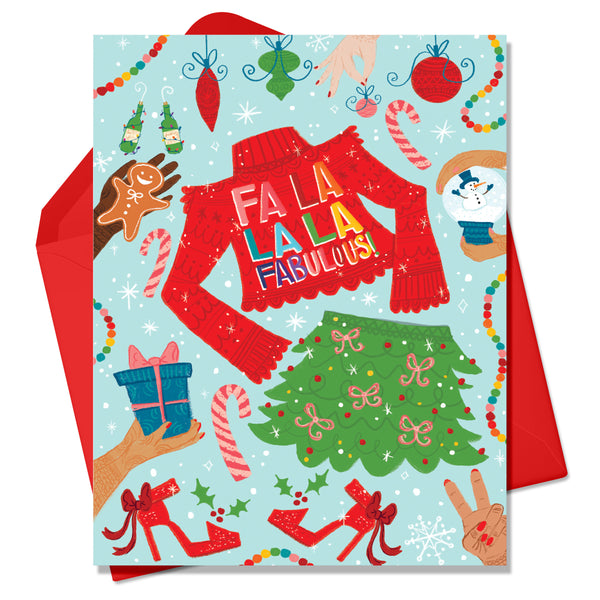 Falalala Fabulous-by Emiko Rainbow Greeting Card - Keller Design Co.