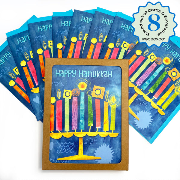 Boxed Set of 8 Cards-Happy Hanukkah Greeting Cards - Keller Design Co.