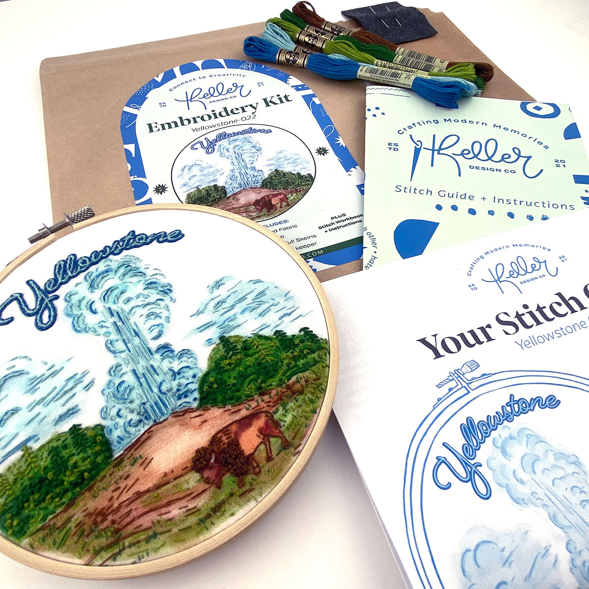 Yellowstone National Park Hand Embroidery Craft Kit - Keller Design Co.