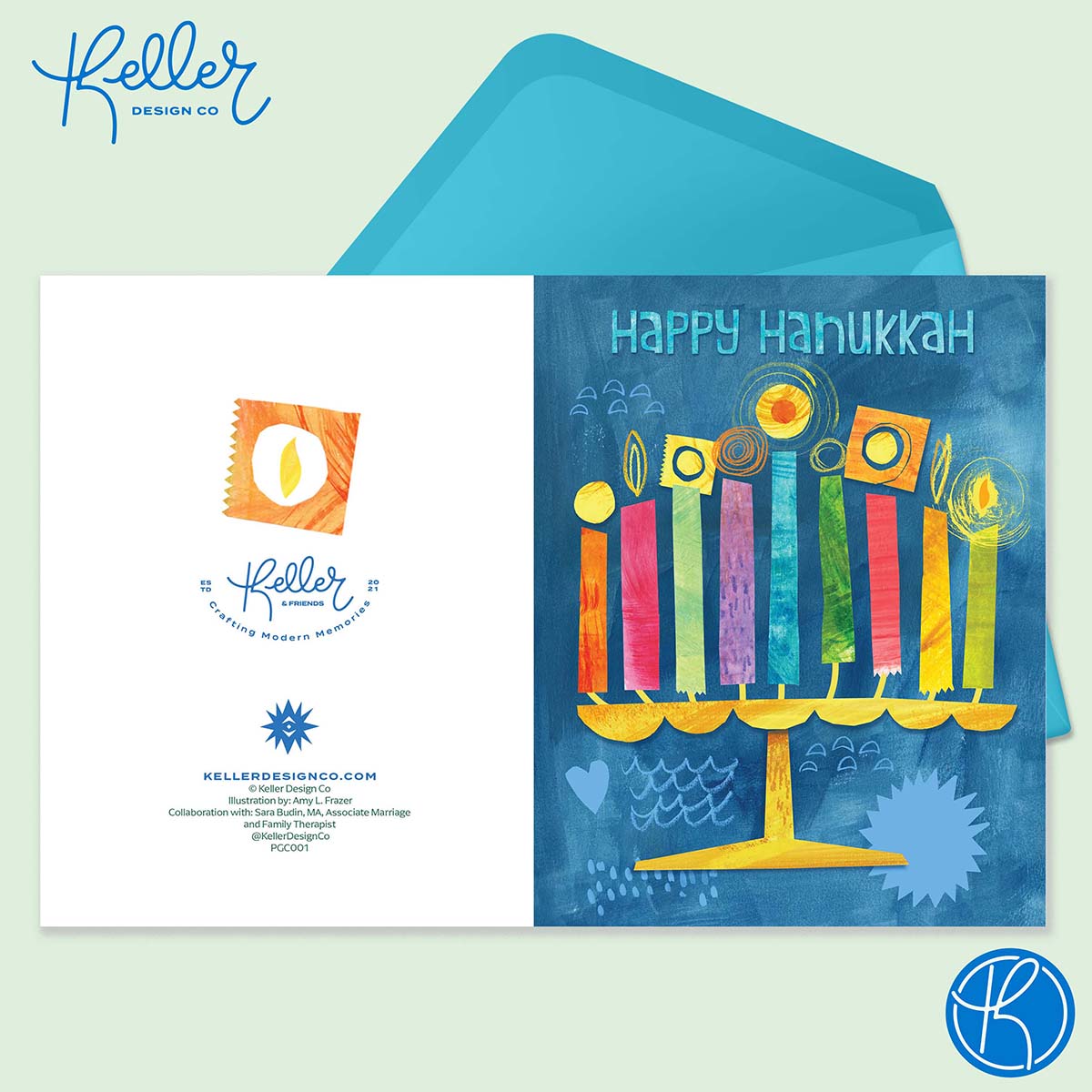Happy Hanukkah Menorah Greeting Card - Keller Design Co.